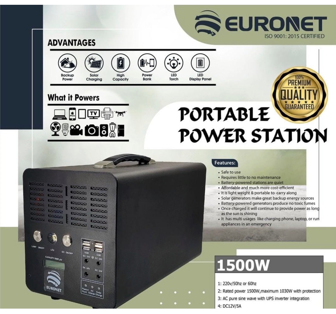 Euronet SOLAR HYBRID LITHIUM ION POWER STATION 1.5kW | Daraz.lk