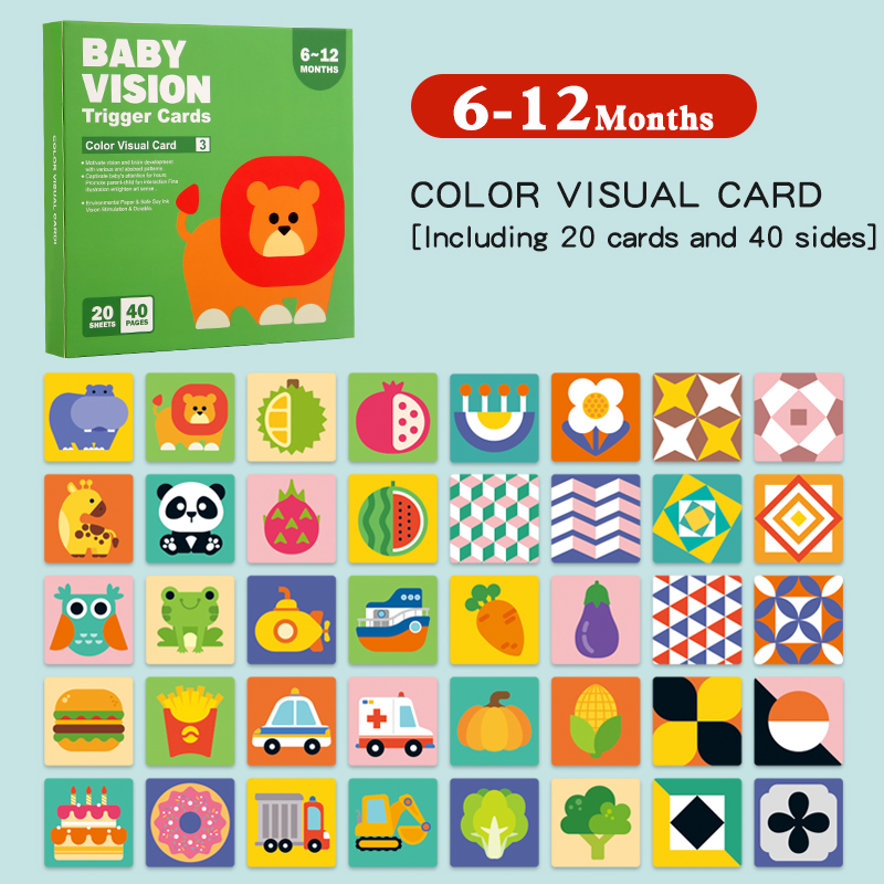 Baby Visual Stimulation Cards Montessori High Contrast Flash Card ...