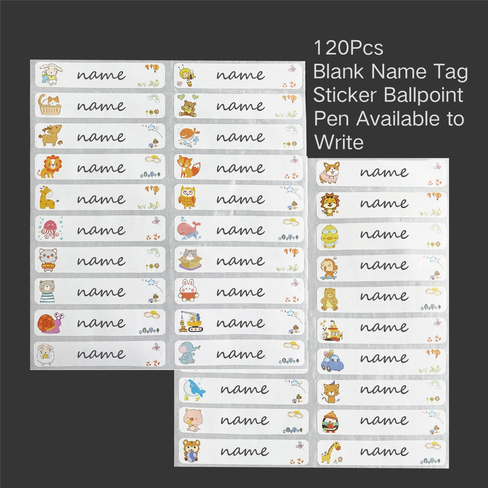 120Pcs Blank Name Tag Sticker Customize Stickers Labels Children School ...