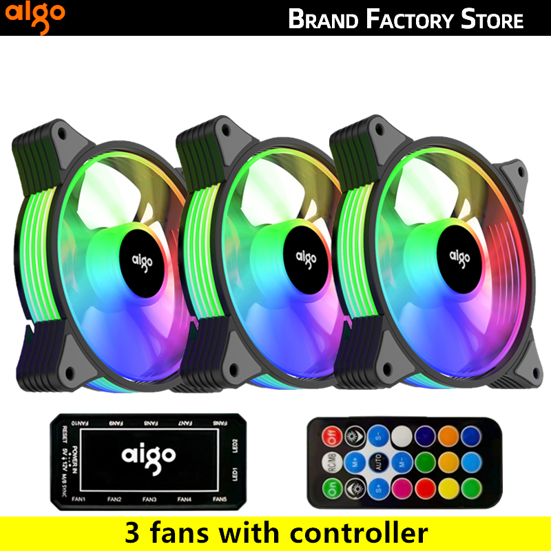 Aigo AR12 120mm PC Gamer Computer Case Fan RGB 12v Heatsink Aura Sync ...