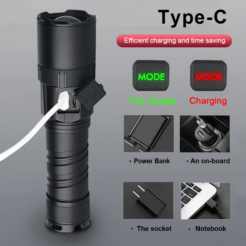 Super XHP199 Most Powerful LED Flashlight Rechargeable LED Torch Light ...