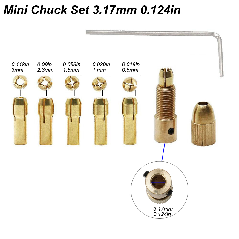 Mini Drill Chuck Collet Set For Electric Motor Shaft Fit Micro Twist ...