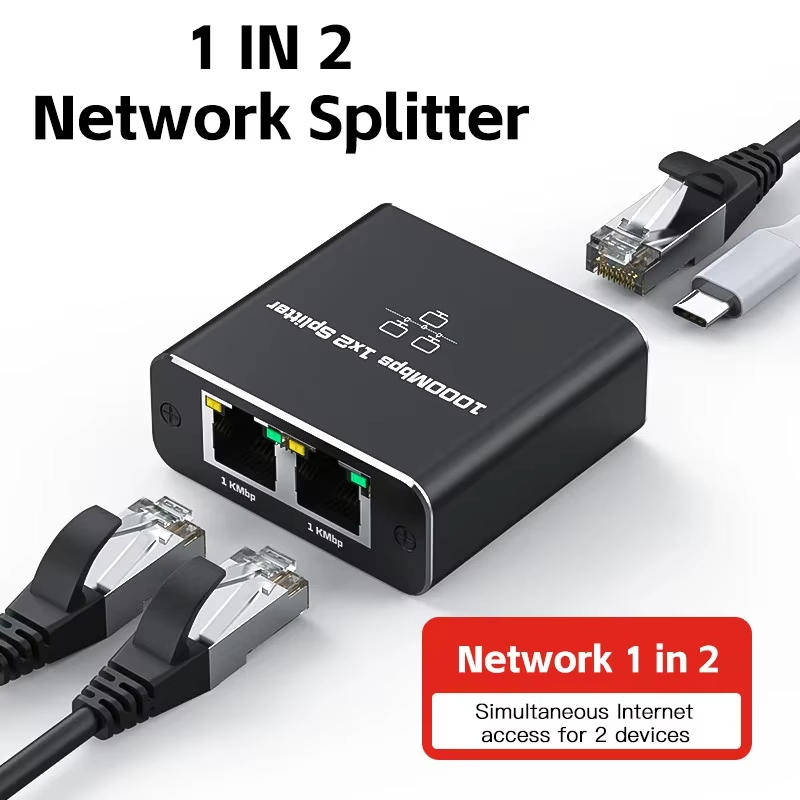 【Worldwide Delivery】 Network Splitter 1000Mbps Hub 1 to 2 RJ45 Adapter ...
