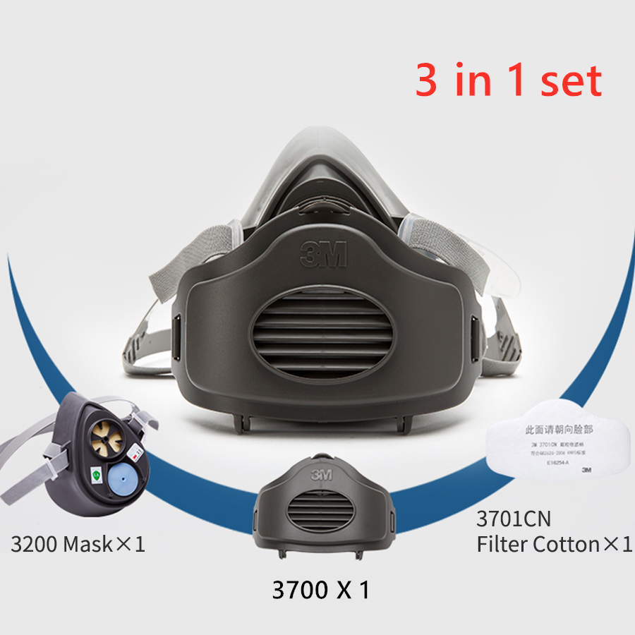 3M 3200 Dust Painting Respirator Half Face Gas Mask Filter 3701 Protection Industrial Anti Dust ...