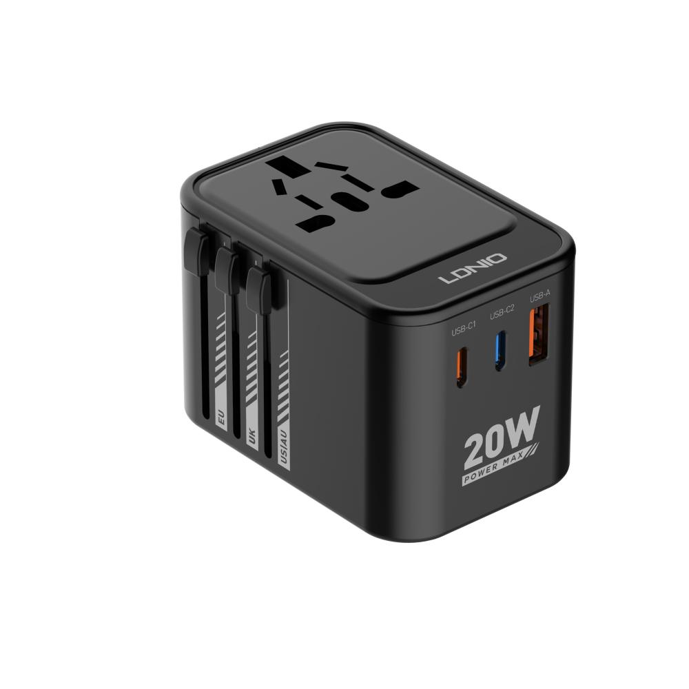 LDNIO International Travel Adapter Fast Charging with USB 2 Type C All ...