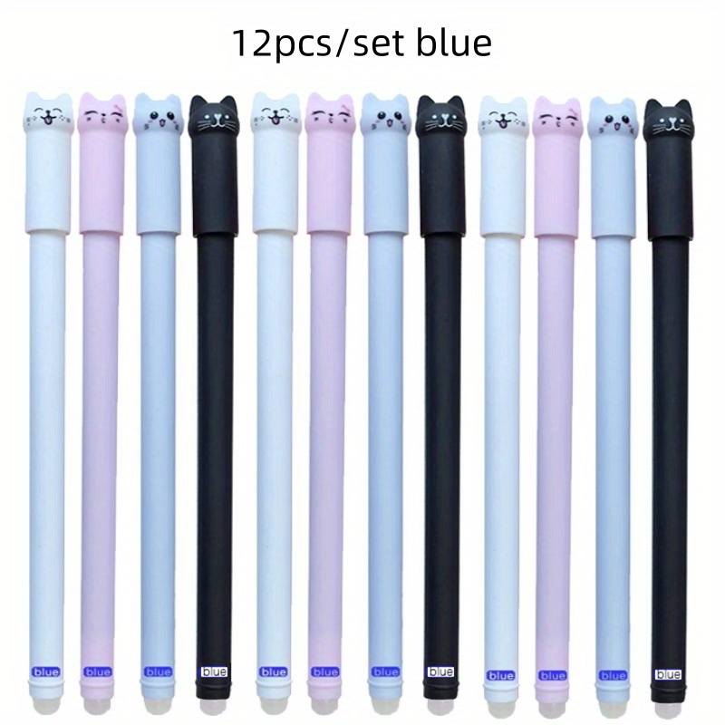 4/8/12pcs Creative Cat Erasable Gel Pens Set 0.5mm Washable Handle ...