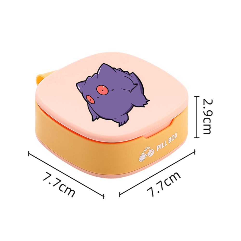 Anime Pokemon Gengar 4 Grid Pill Box Kawaii Character Design Portable ...