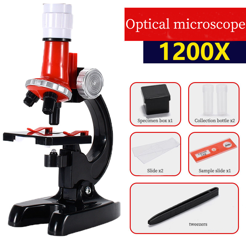 100x-400x-1200x Children Biological Microscope Kit Lab with Slides LED ...
