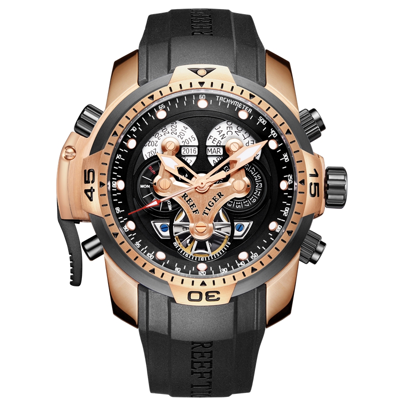 Reef Tiger/RT Trend Style Aurora Hexagon Automatic Watch for Men ...