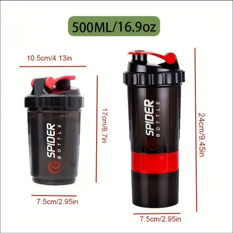 Shaker Bottle With Power Container 2 Tiers Protein Shakes Powder Shaker ...