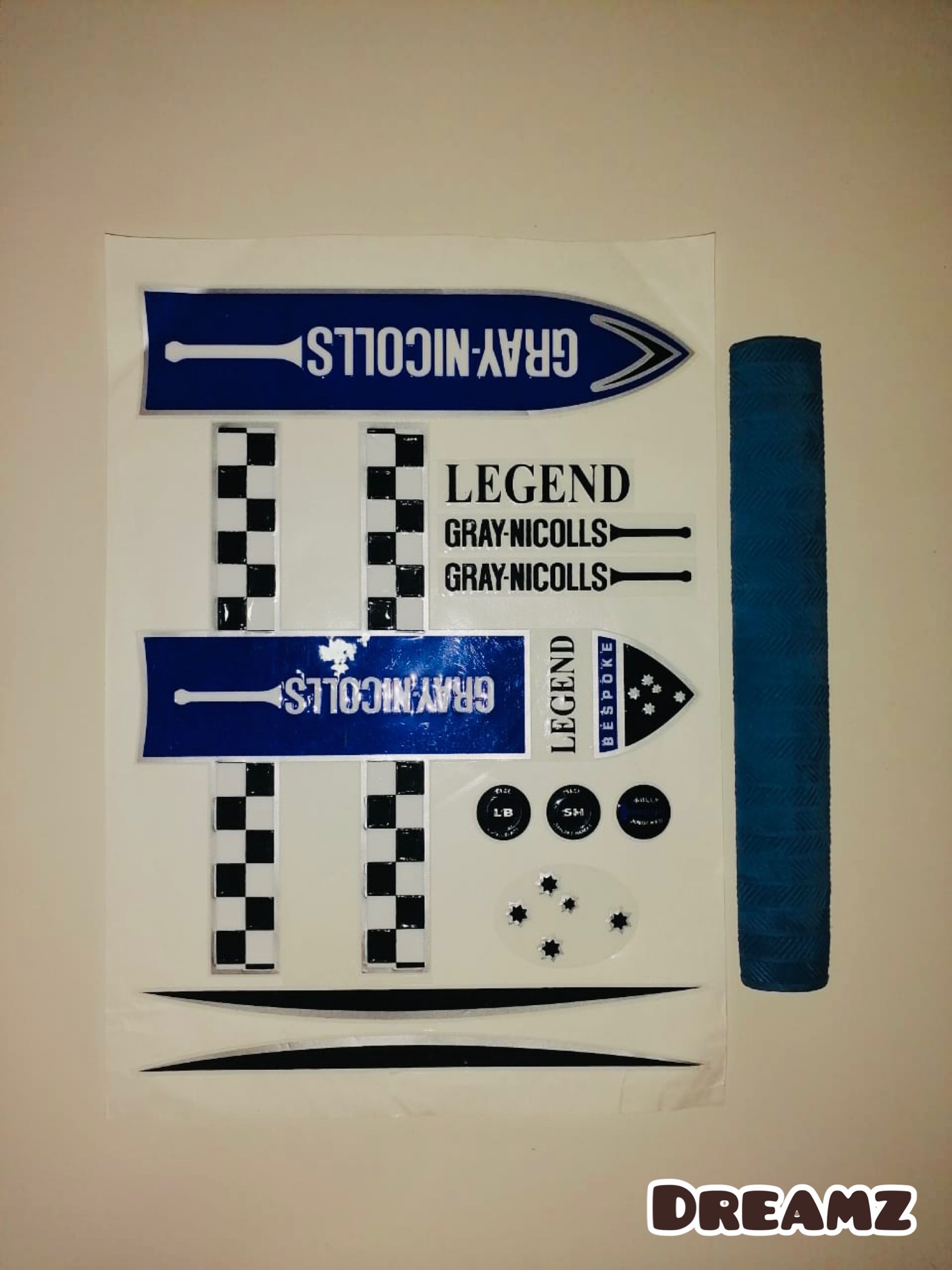 3D Embossed Leather Cricket Bat Stickers & Grip Two in One Package ...