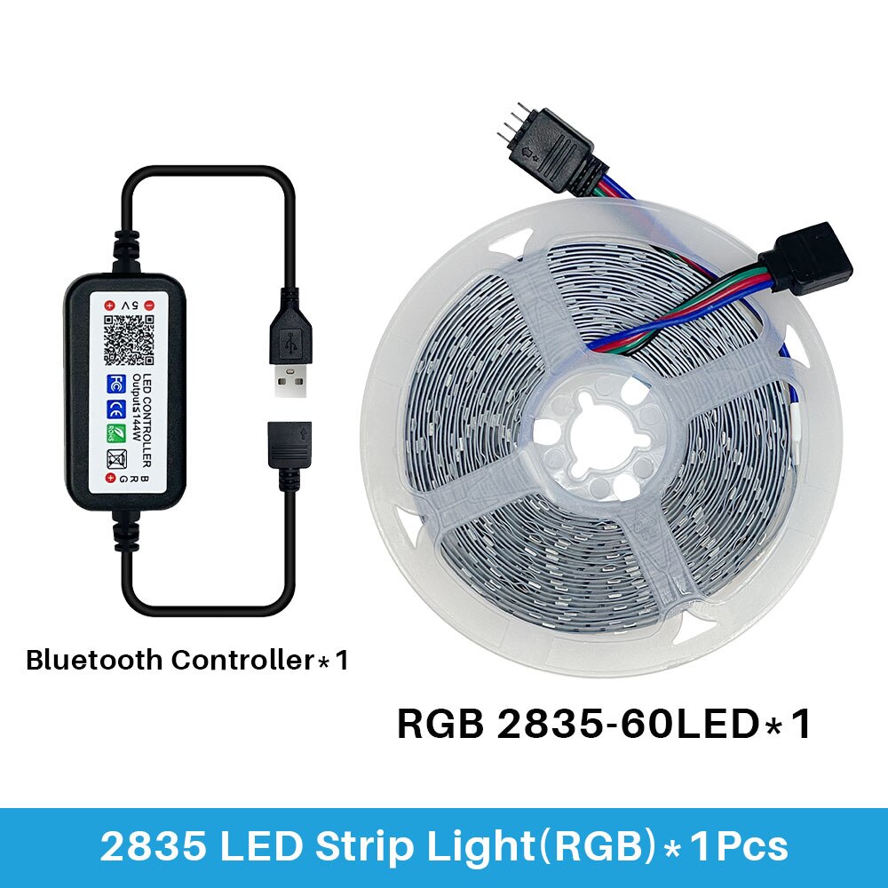 5M USB Led Strip Lights RGB 2835 60 LED Bluetooth APP Control Luces Led ...