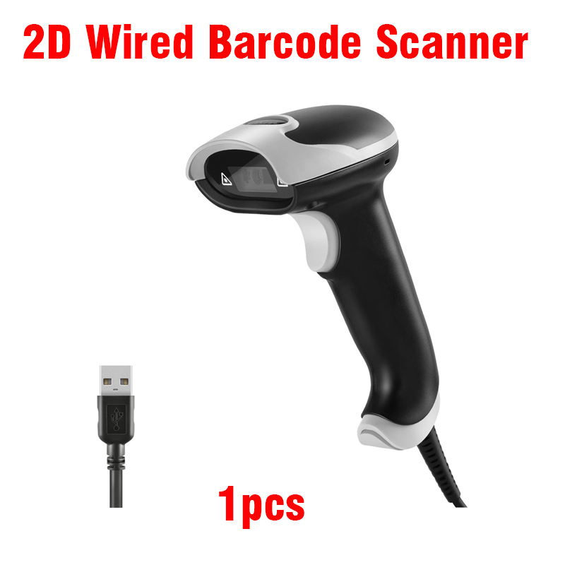 JRHC Handheld 2D Barcode Scanner USB QR Code Scanner Wired Automatic 1D ...