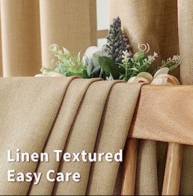 Natural Linen Curtains with Thick Linen Light Filtering Privacy ...