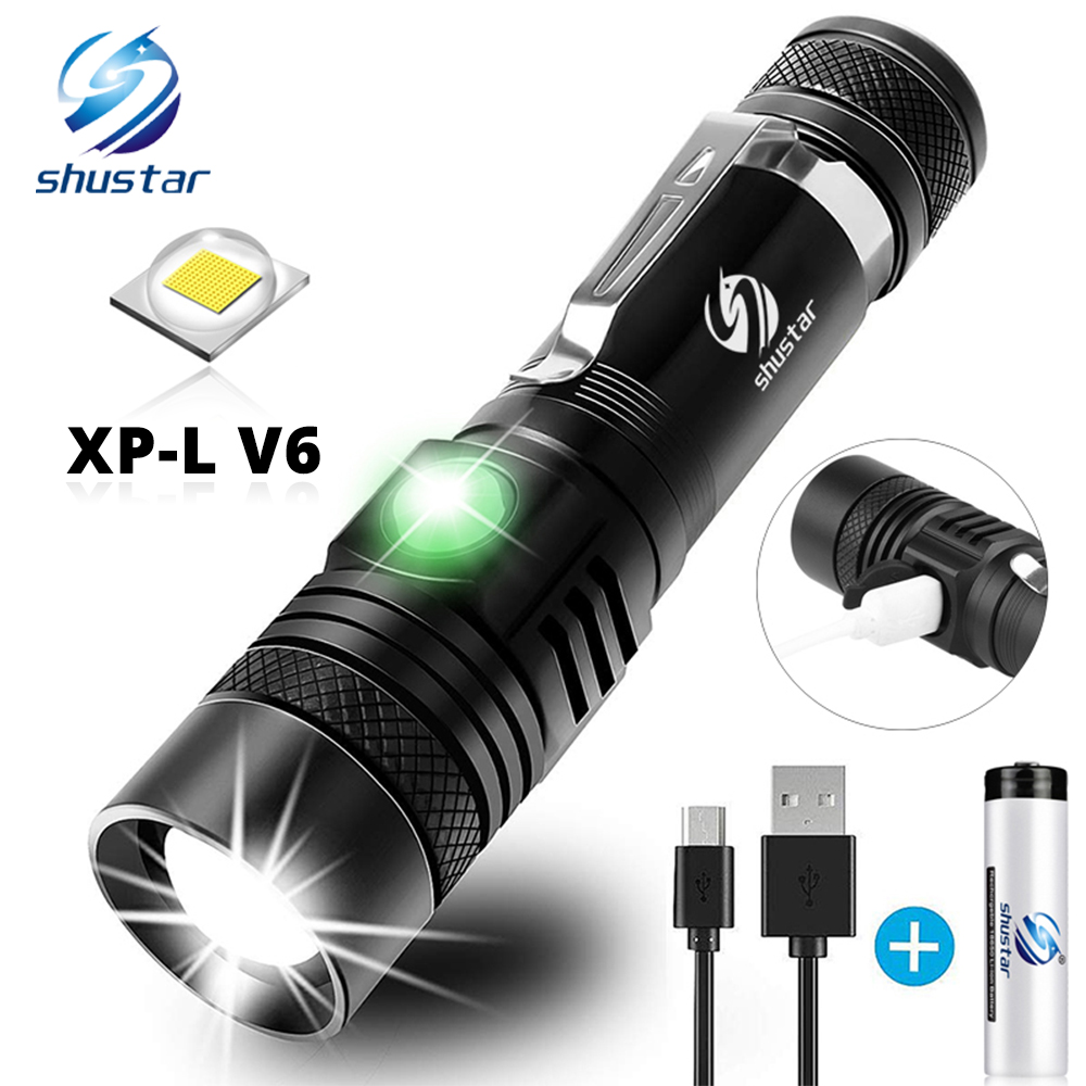 Ultra Bright LED Flashlight With XP-L V6 LED lamp beads Waterproof ...
