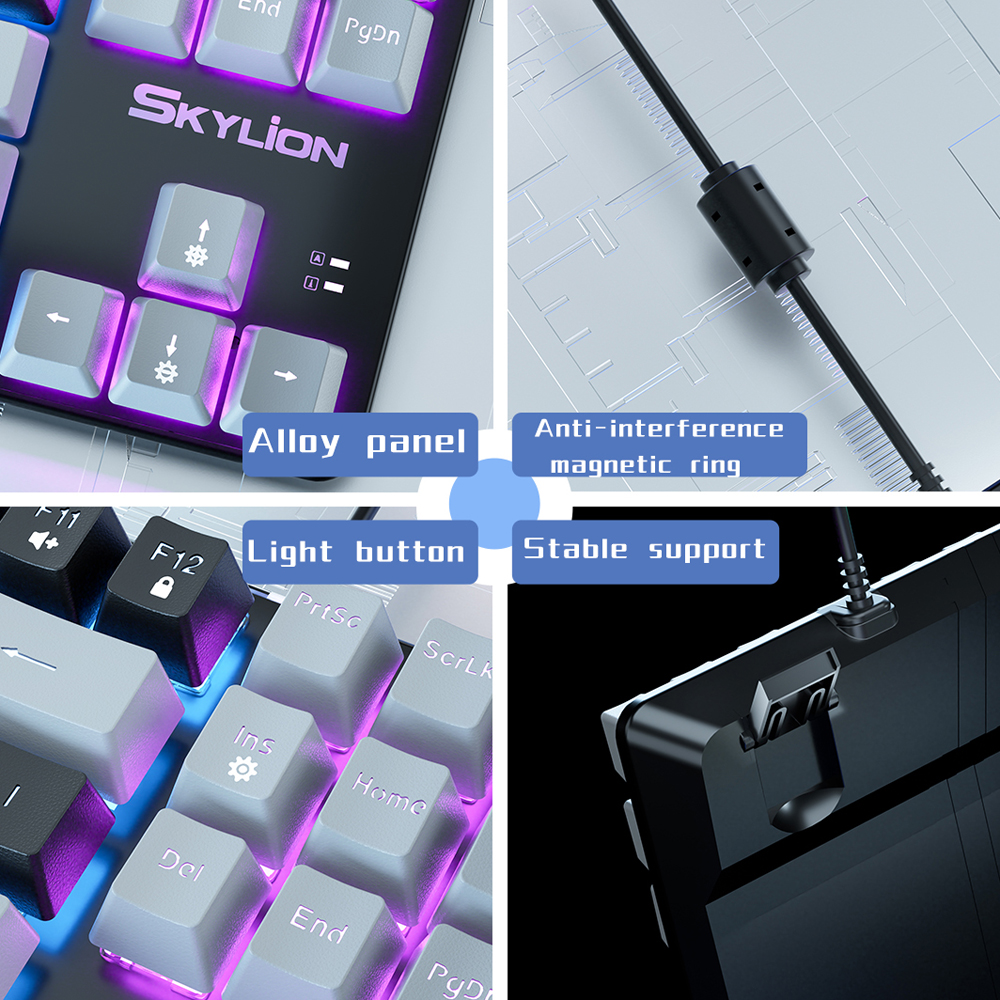 SKYLION H87 Wired Mechanical Keyboard 10 Kinds of Colorful Lighting ...