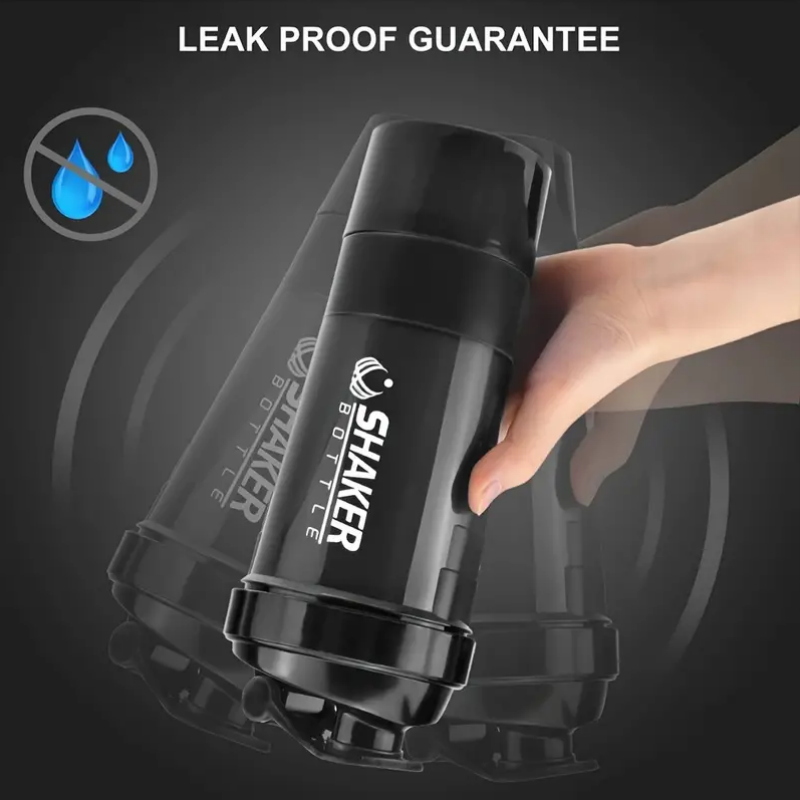 Shaker Bottle With Power Container 2 Tiers Protein Shakes Powder Shaker ...