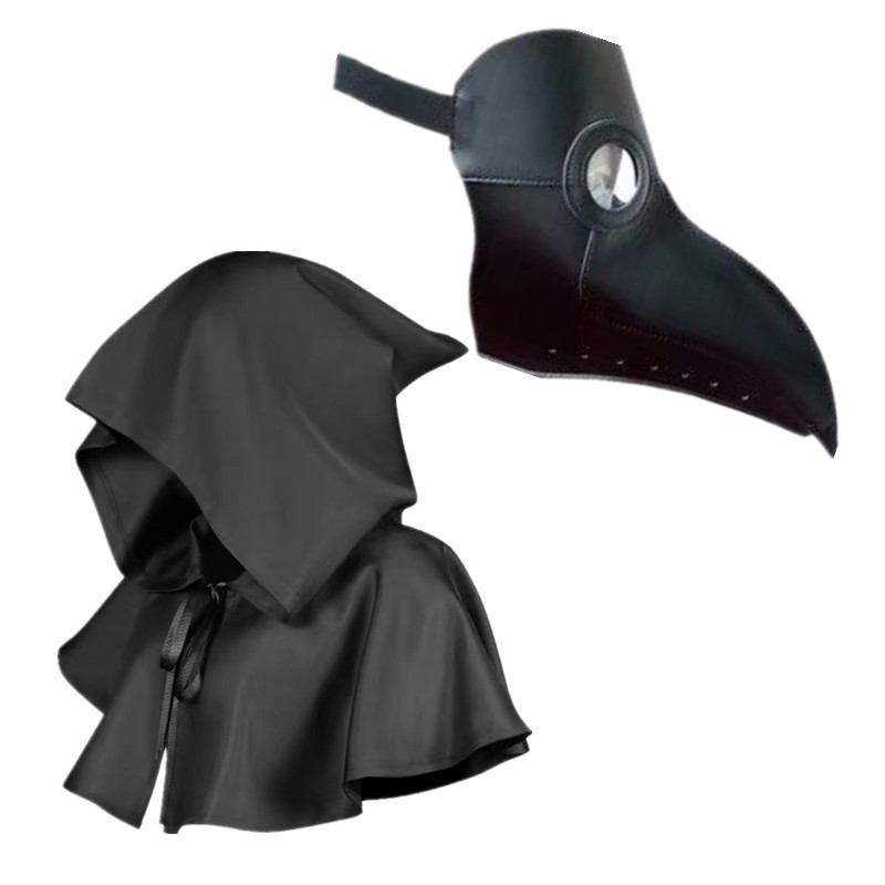 Halloween Plague Doctor Mask and Cloak Costume Props Long Nose Beak ...