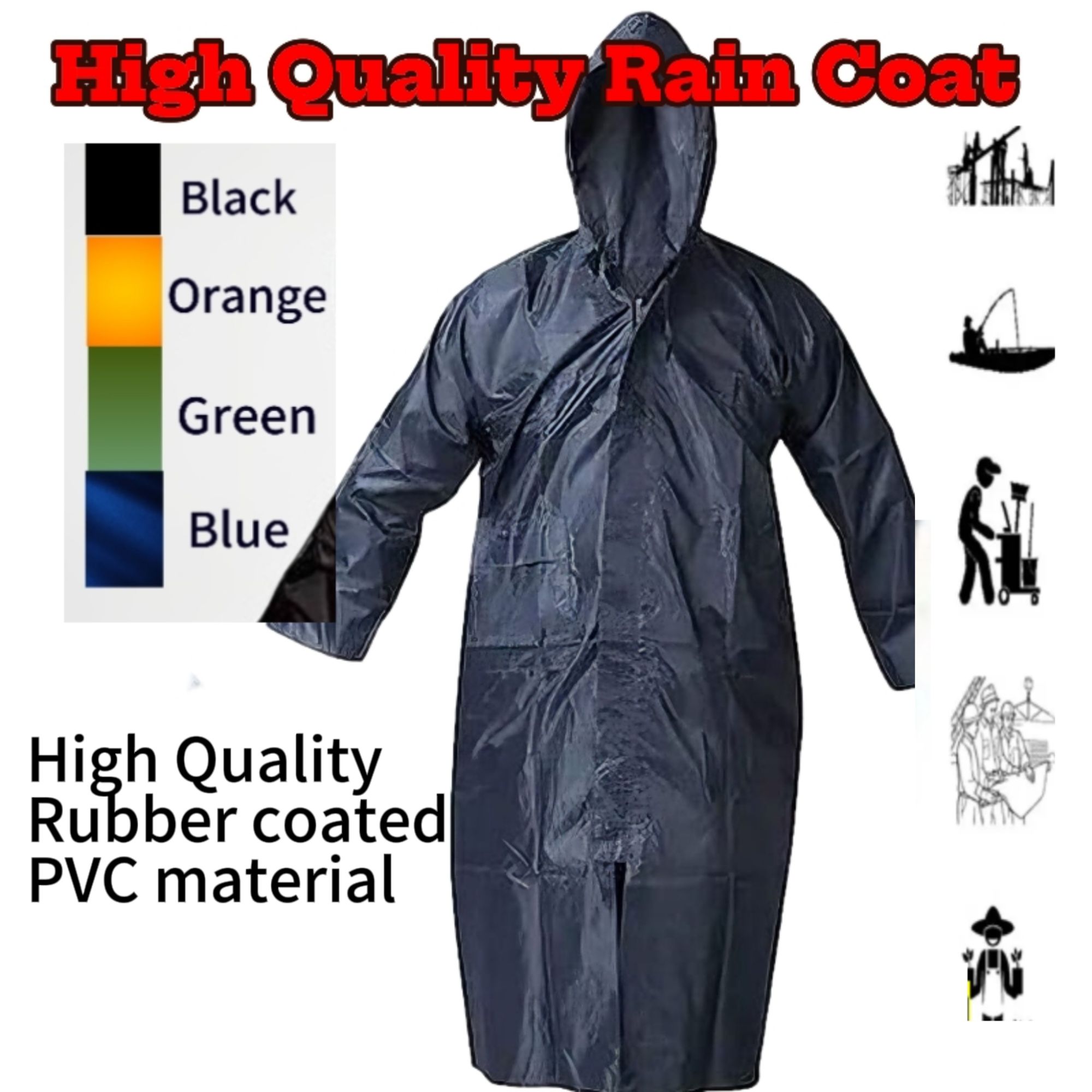Rain Coat, high Quality Rubber coated PVC material. | Daraz.lk