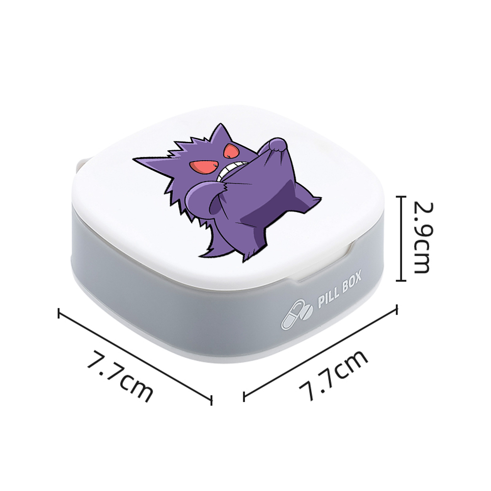 Anime Pokemon Gengar 4 Grid Pill Box Kawaii Character Design Portable ...