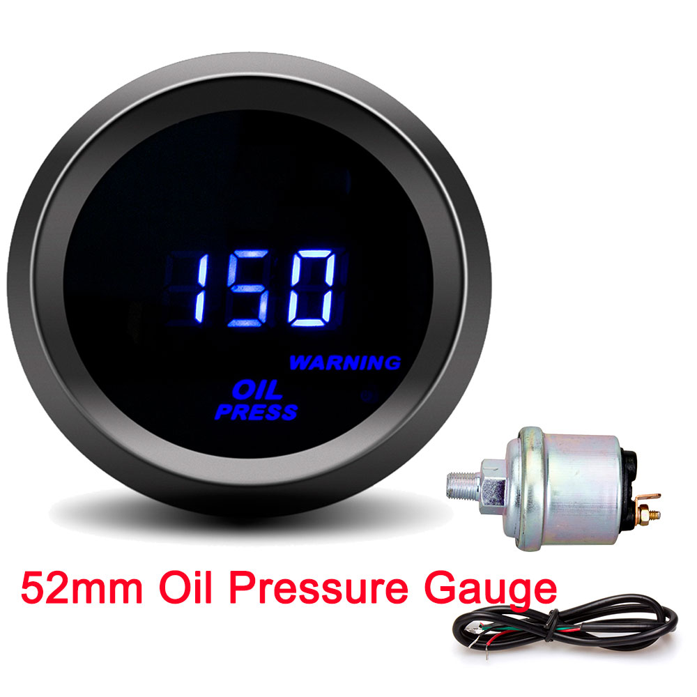 52mm Car Digital Tachometer Turbo Boost Gauge PSI BAR Water Temp Oil ...