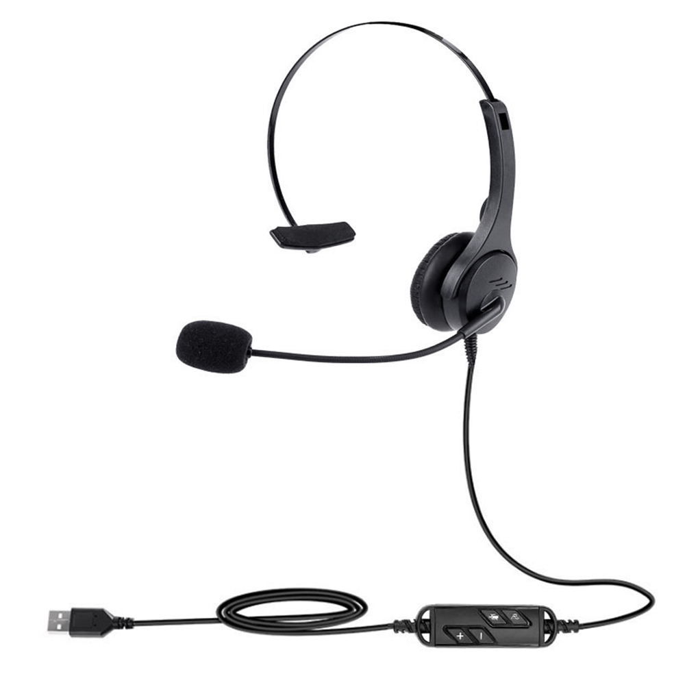 Single-Sided USB Corded Headset Call Center Monaural Headphone with ...