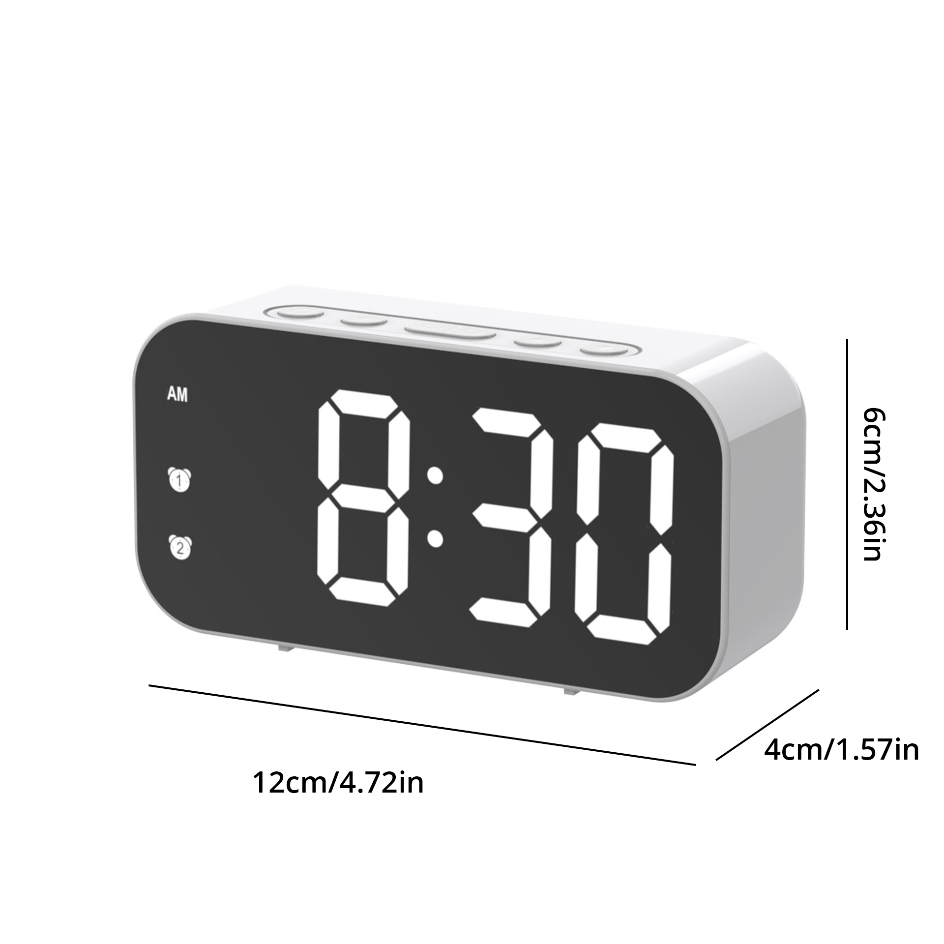 LED Mirror Table Clock Digital Alarm Snooze Display Time Desktop ...