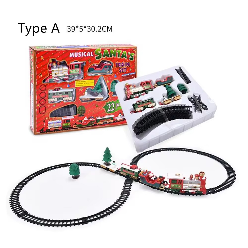 Christmas Train Set with Lights Sounds Railway Tracks Sets Locomotive ...