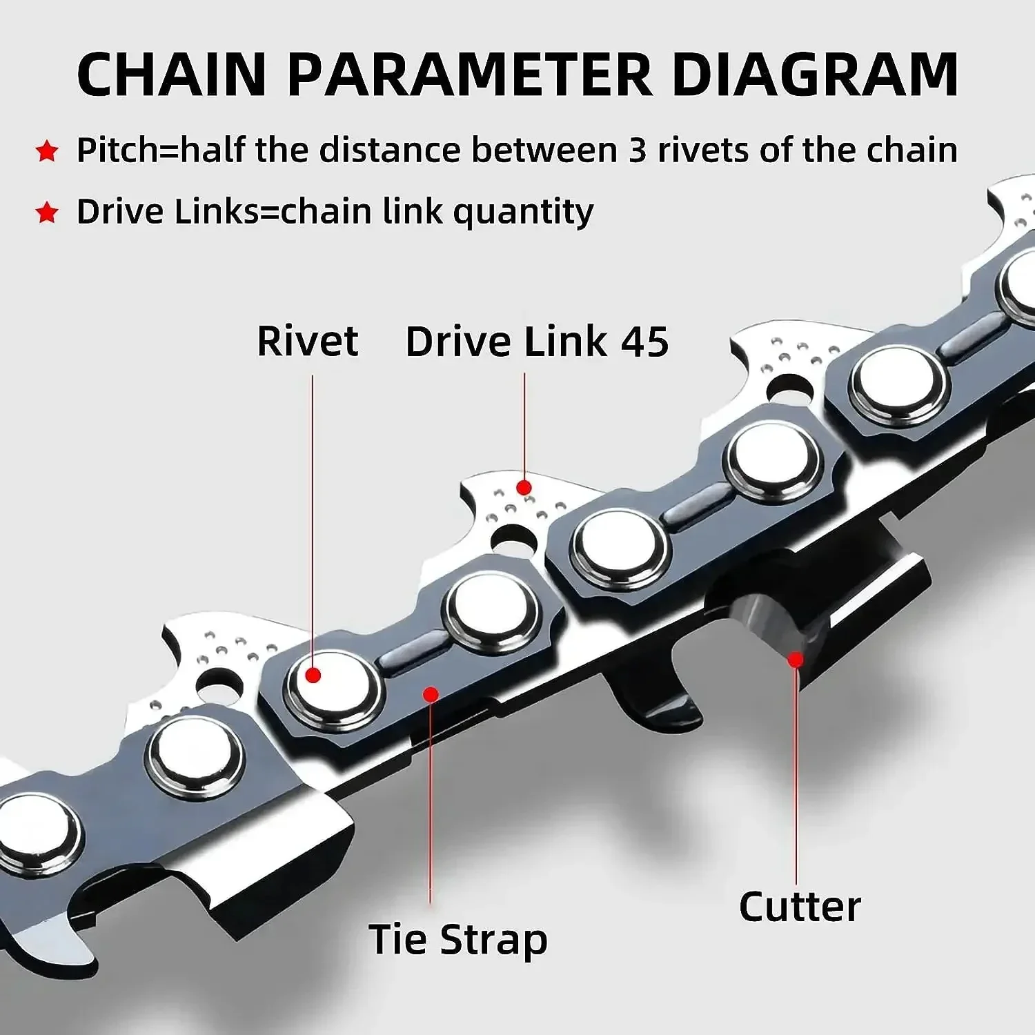 1Pc 12 Inch Chainsaw Chains 3/8 LP Pitch 050 Gauge 44/45 Drive Links 12 ...