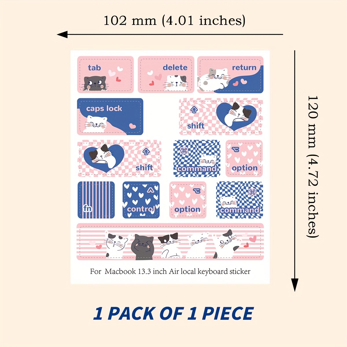 1PCS Cute Bear Pattern Cute Cat Pattern Laptop Partial Keyboard Skin ...