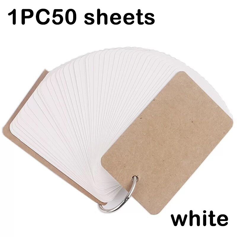 50 Sheets Kraft Paper Blank Flashcards with Binder Rings Spiral ...