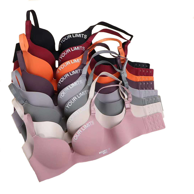 Women's One Piece Fashion Letter Bra Traceless No Steel Ring Gather Bra ...