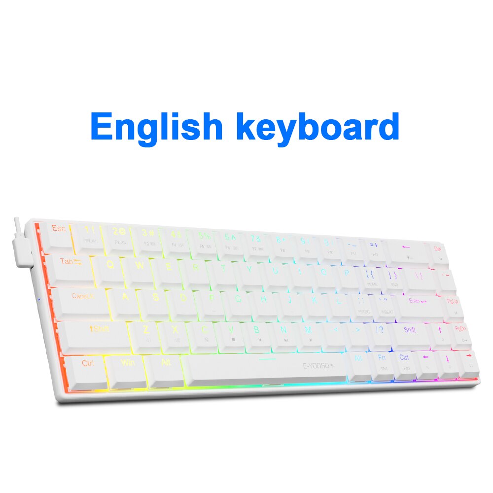 E-YOOSO A68 RGB Mini Slim USB Wired Mechanical Gaming Keyboard Red ...