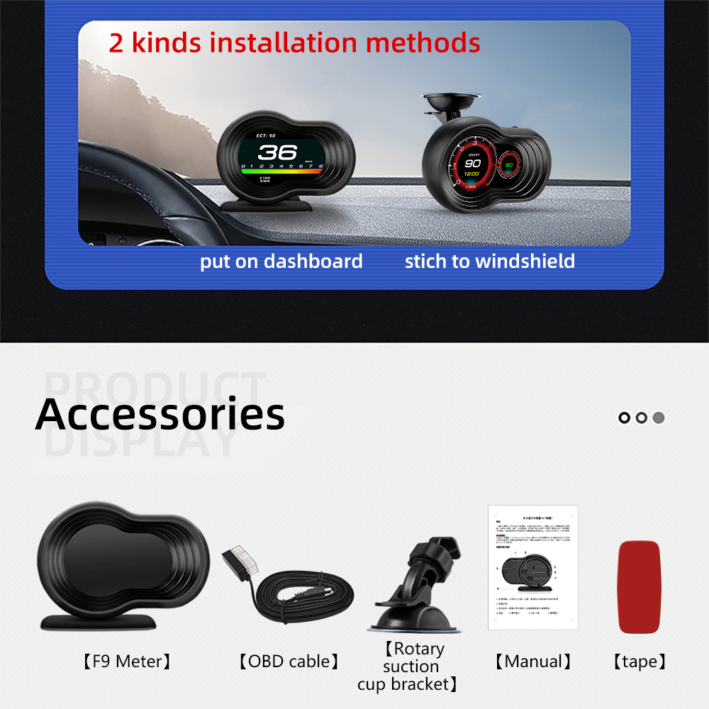 OBD2 Car HUD F9 OBD Head Up Display Auto Smart Car On-board Computer ...