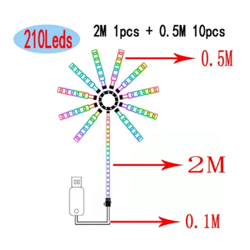 2024 NEW Full Color Christmas Fireworks Light RGB Neon String Light ...