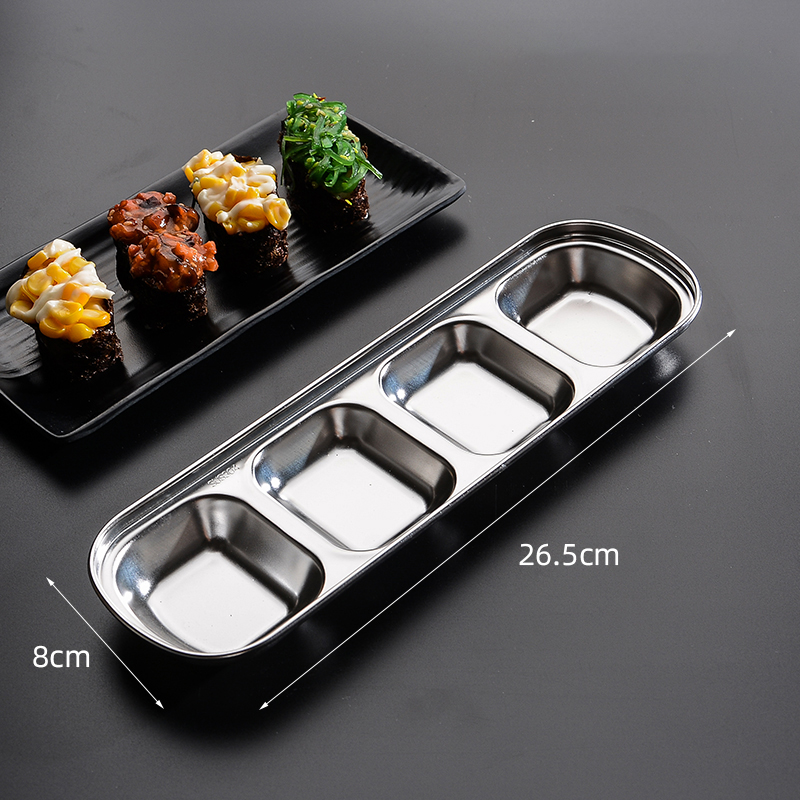 Stainless Steel Divided Dip Bowls Sauce Plate Seasoning Dipping ...