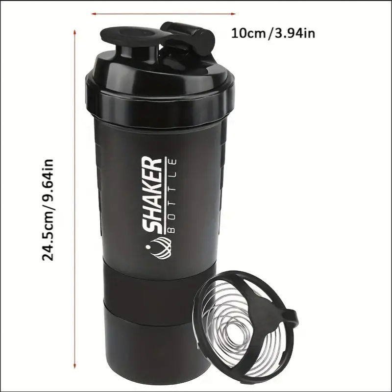 Shaker Bottle With Power Container 2 Tiers Protein Shakes Powder Shaker ...