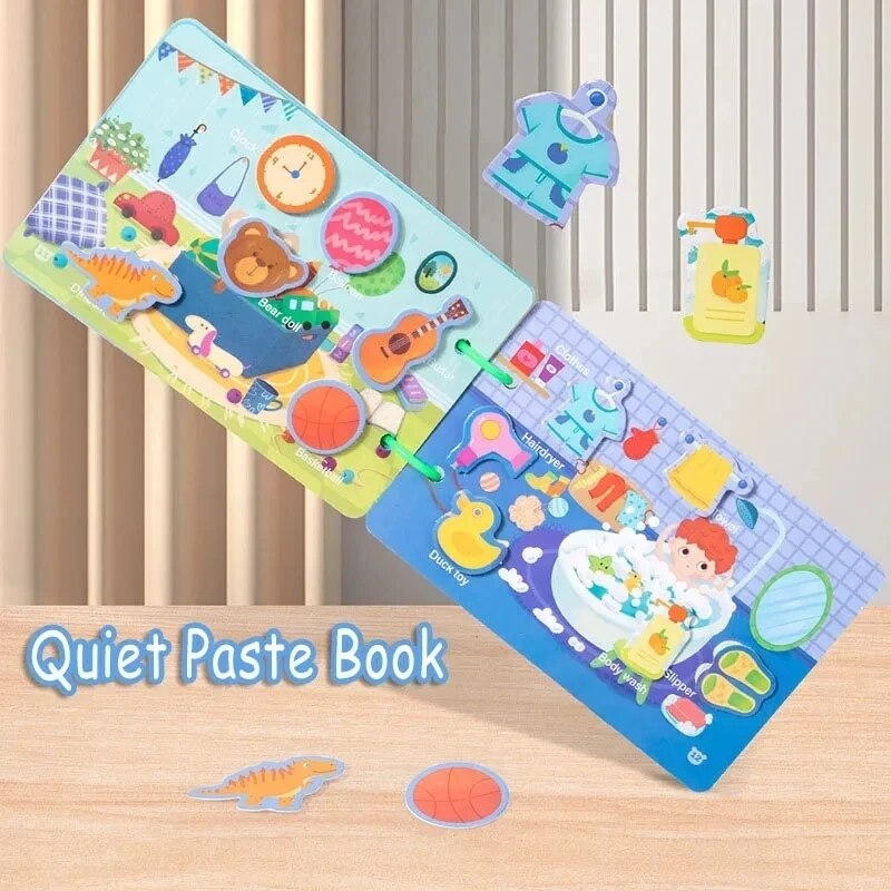 Learning Game Montessori Activity Book Paste Sticker Logical Life ...