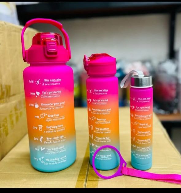 new 3 in 1 set water bottle 2000ml 900ml 300ml plastic water bottle | Daraz.lk