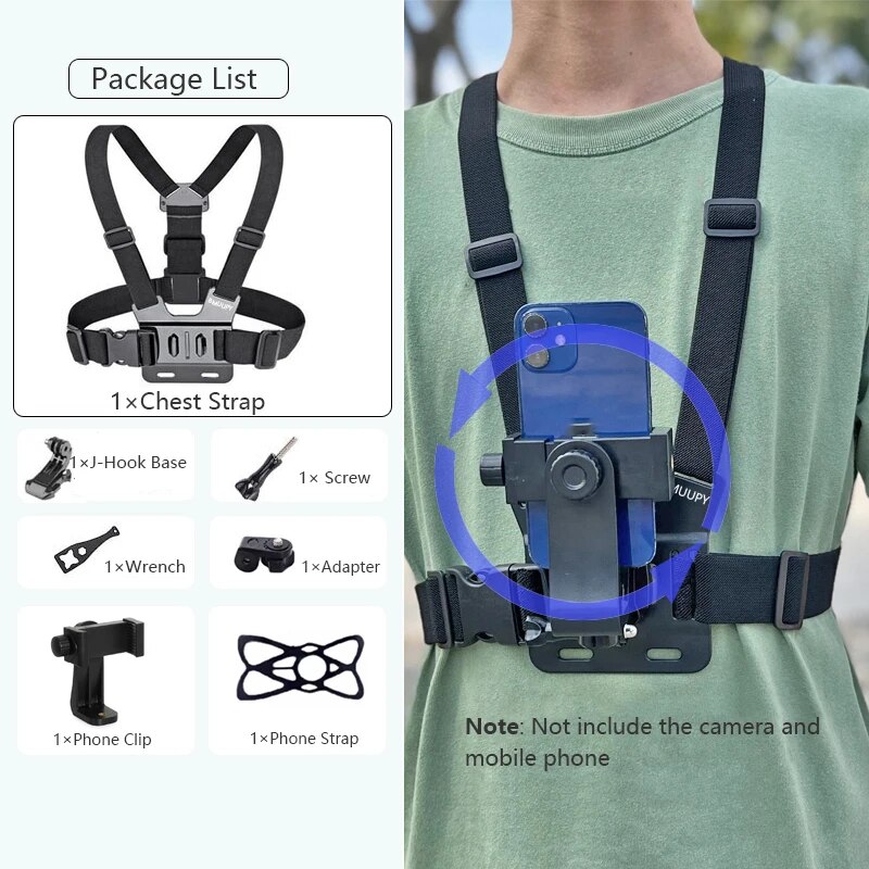 Chest Strap Rotate Phone Mount for iPhone Smart Phone Belt Body Harness ...