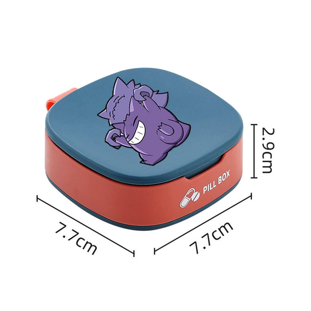 Anime Pokemon Gengar 4 Grid Pill Box Kawaii Character Design Portable ...