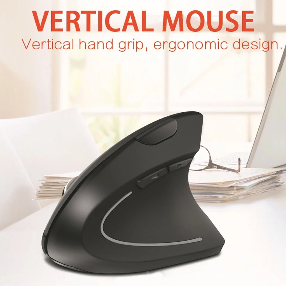 Vertical Wireless USB Mouse Ergonomic Rechargeable Portable PC Gamer ...