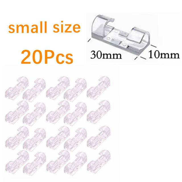 20 Clear Cable Organizer Self Adhesive Fixer Punchless Desktop Data ...