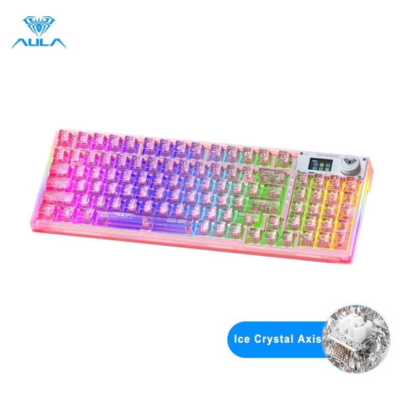 AULA F98PRO Transparent Wireless Mechanical Keyboard Bluetooth 2.4G Hot ...