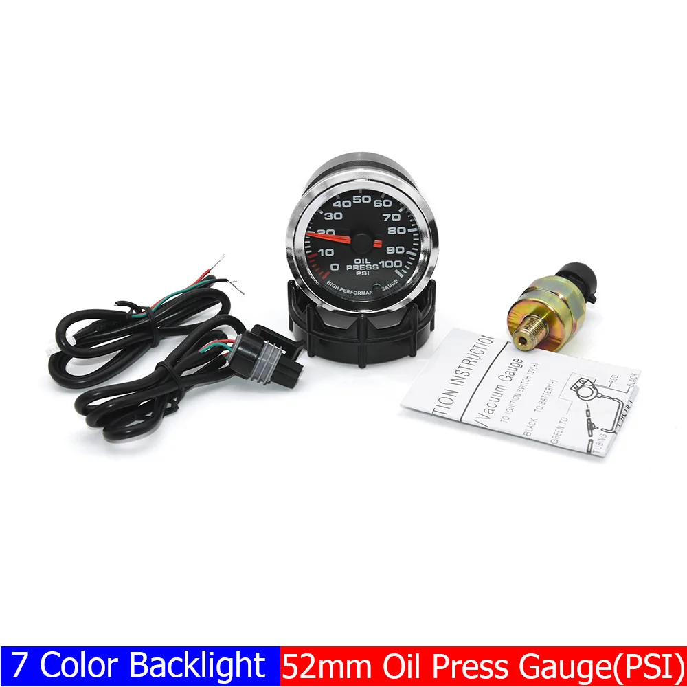 7 Color 52MM Tacho Meter PRM Air Fuel Ratio Boost Gauge Voltage EGT ...