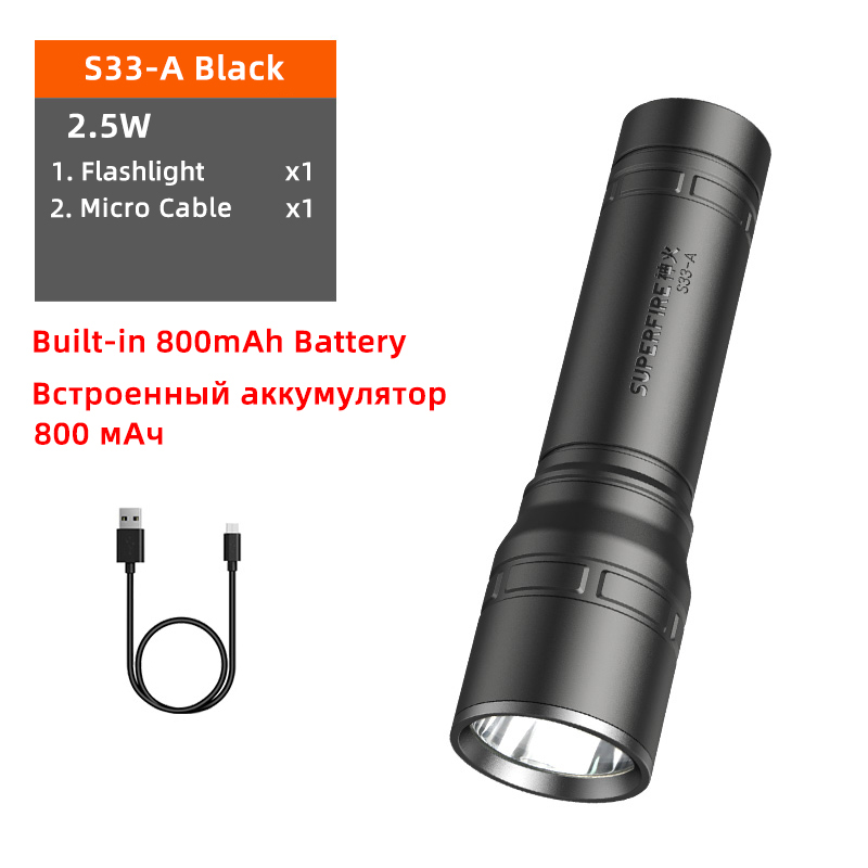 SuperFire S33-A Small led flashlight long lasting rechargeable lamps Mini torch edc flashlights ...