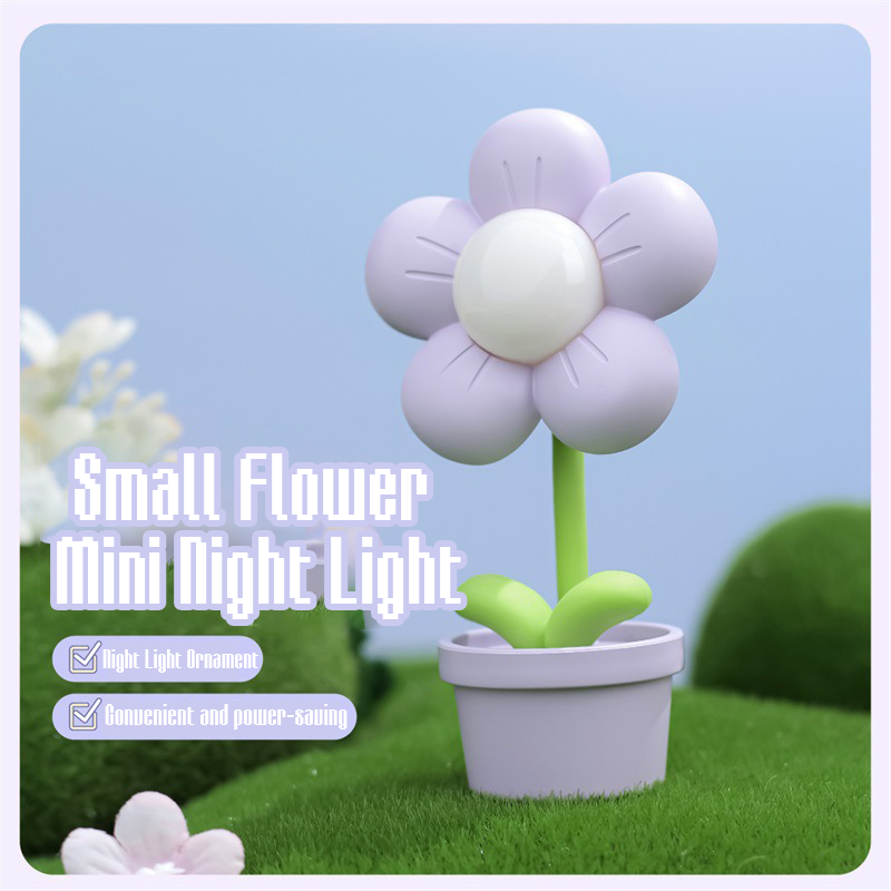 Mini LED Flower Night Light Cute Small Table Lamp Desktop Ornament ...