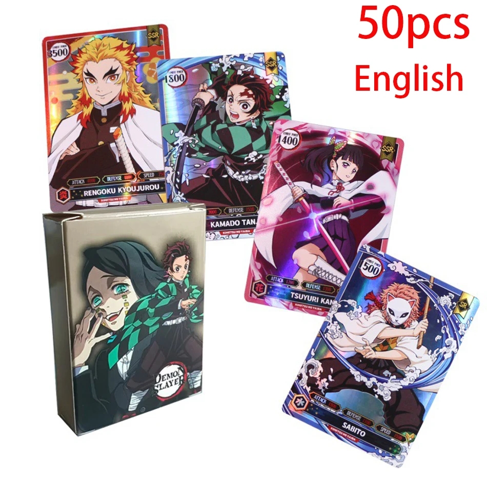 50PCS One Piece Demon Slayer Cards English Version SSR Card Ultra Rare ...