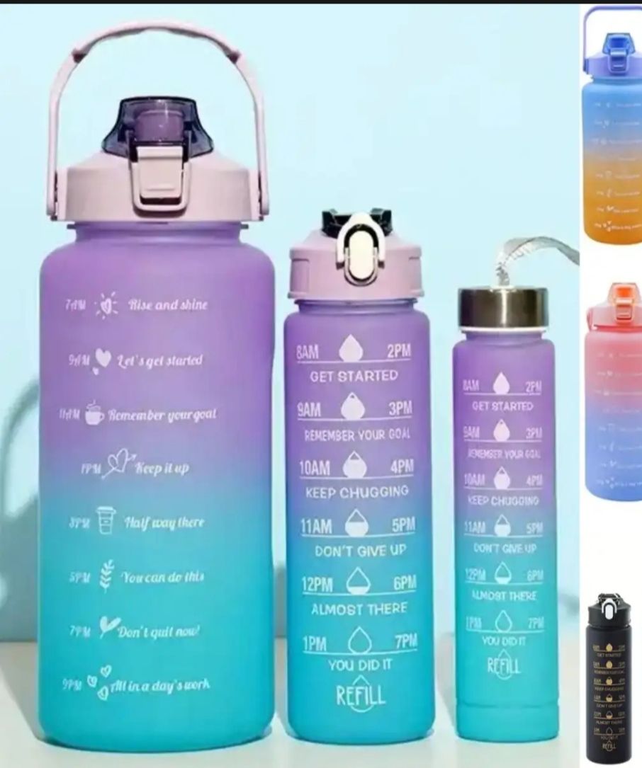 New 3 in 1 Water bottles set with 2 large bottle and, 900ml portable ...