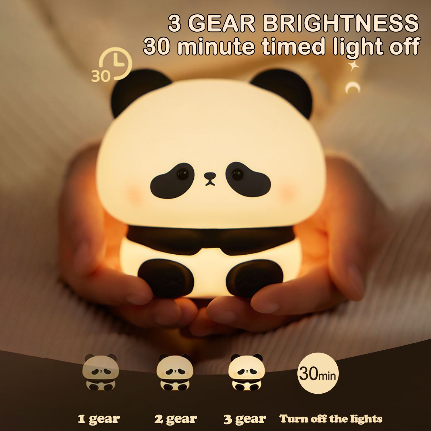 LED Night Light Cute Panda Cartoon Animals Silicone Lamp USB ...